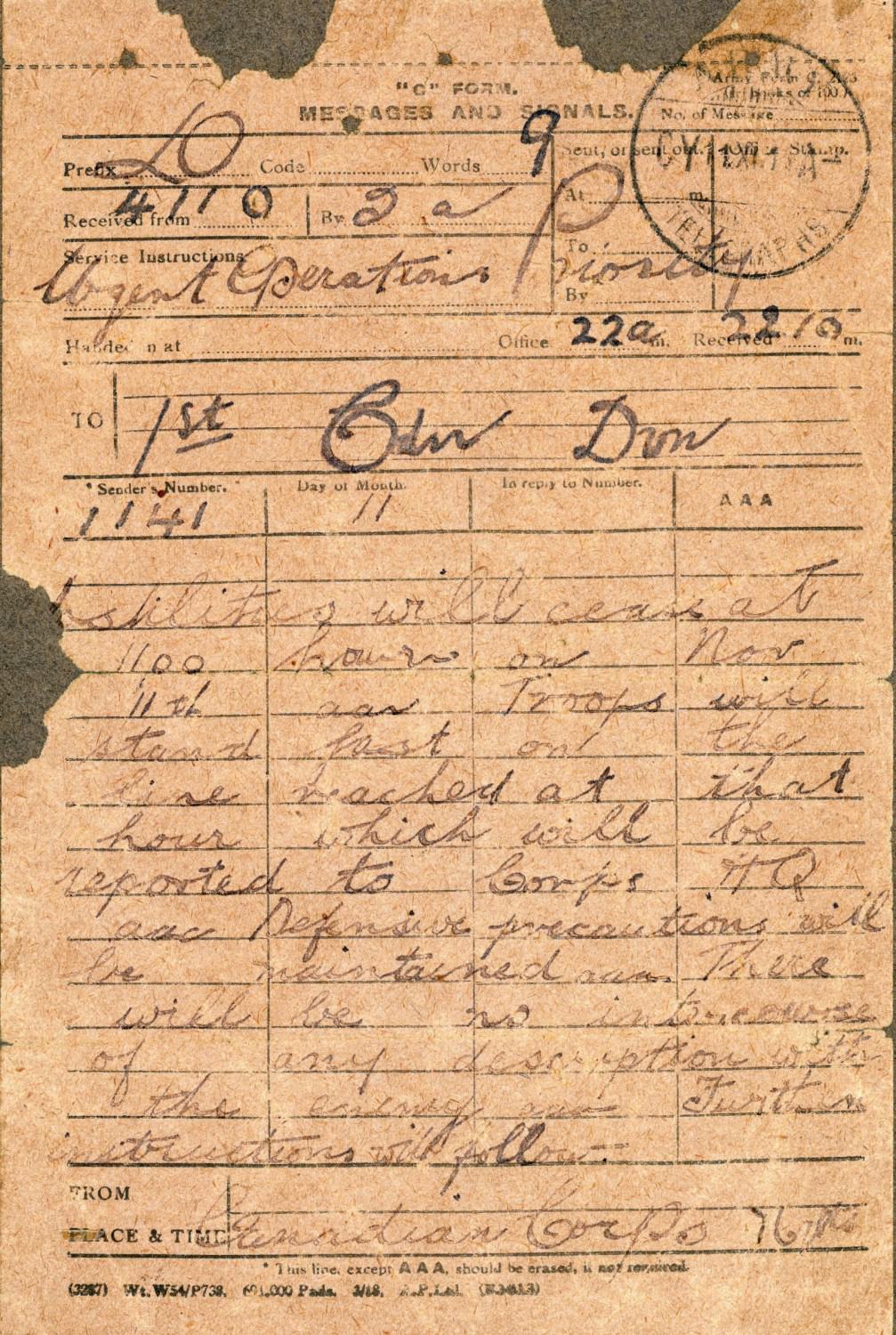 Rediscovering General McNaughton’s WW1 Cease-Fire Order - The Royal ...